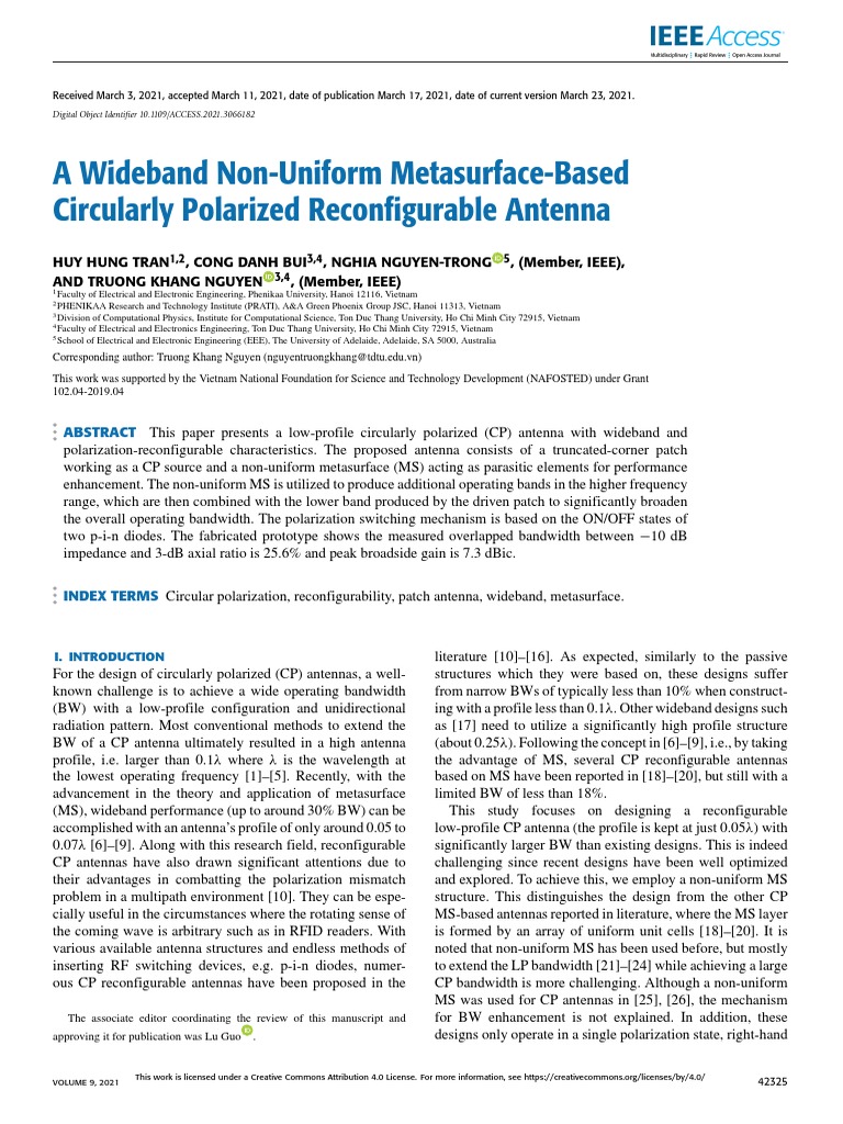 A Wideband Non-Uniform Metasurface-Based Circularly Polarized ...