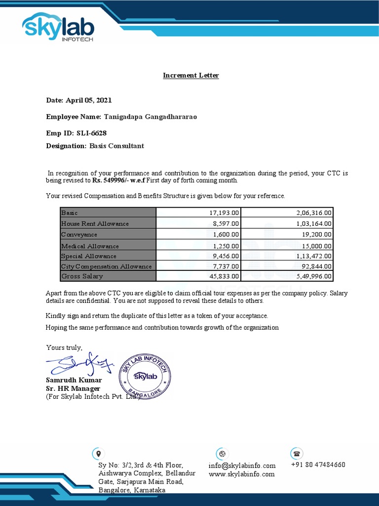 Salary Increment Notification for Employee | PDF