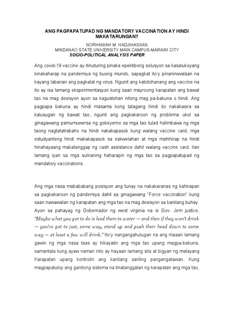 Norhaniah - Socio-Political-Analysis Paper | PDF