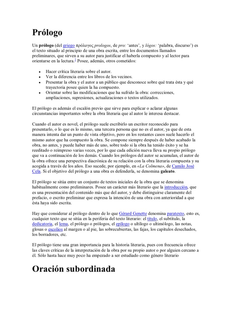 Prólogo | PDF | Adjetivo | Oración (Lingüística)