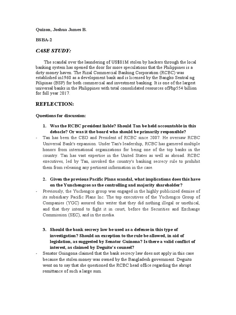 Case Study:: Reflection | PDF | Financial Services | Banking