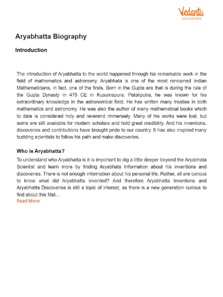 Aryabhatta Biography | PDF