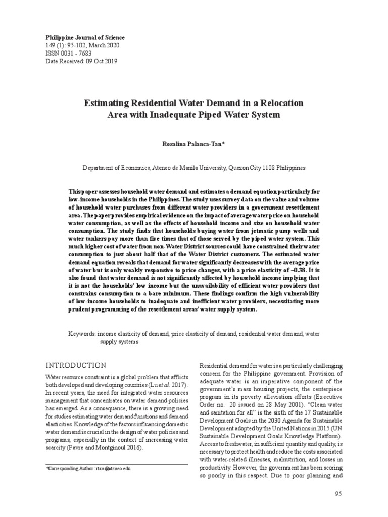 Estimating Residential Water Demand | PDF | Demand | Elasticity (Economics)