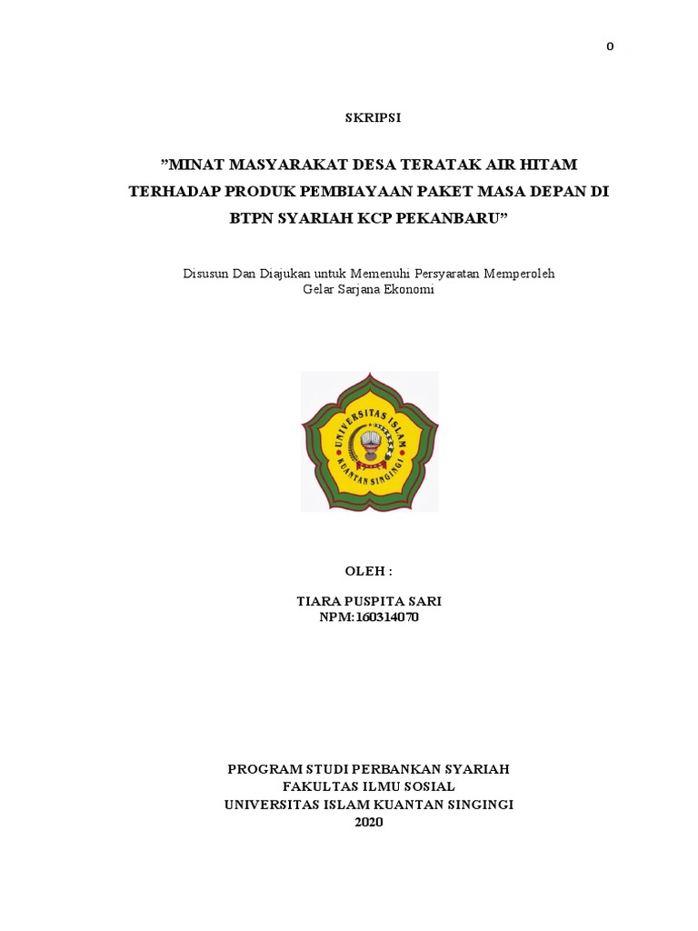 Minat Masyarakat Desa Teratak Air Hitam Terhadap Produk Pembiayaan Paket Masa Depan Di BTPN ...