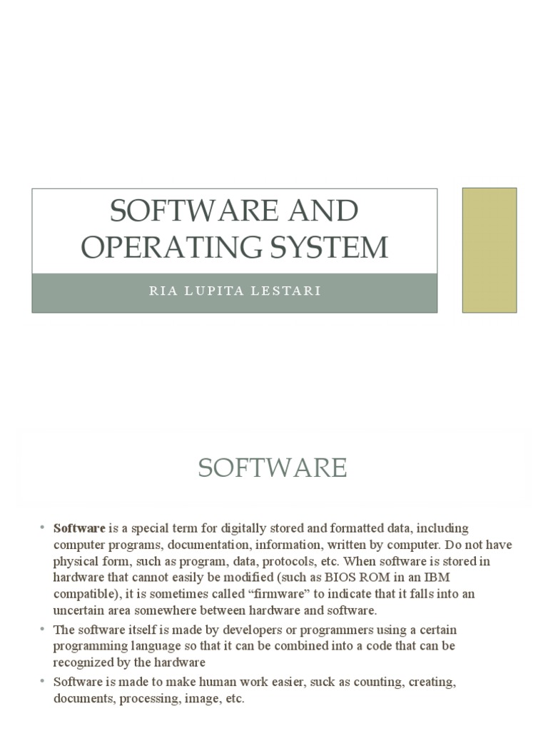 Software and Operating System | PDF | Software | Operating System