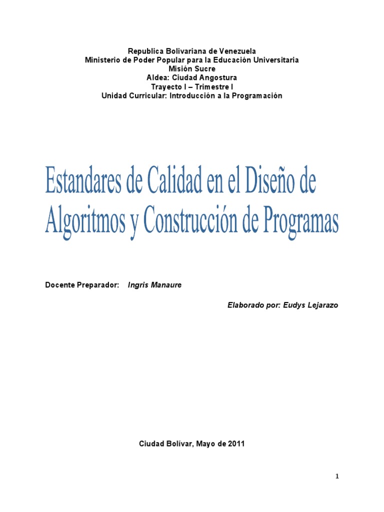 Estándares de Calidad en Algoritmos | PDF | Software | Programación