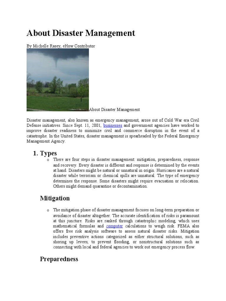 About Disaster Management: 1. Types | PDF | Emergency Management ...