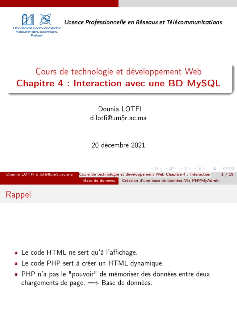 Chapitre 4 | PDF | Programmation web | PHP
