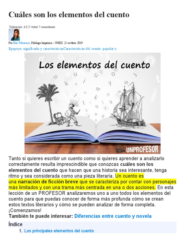 Cuáles Son Los Elementos Del Cuento | PDF | Cuentos | Narración