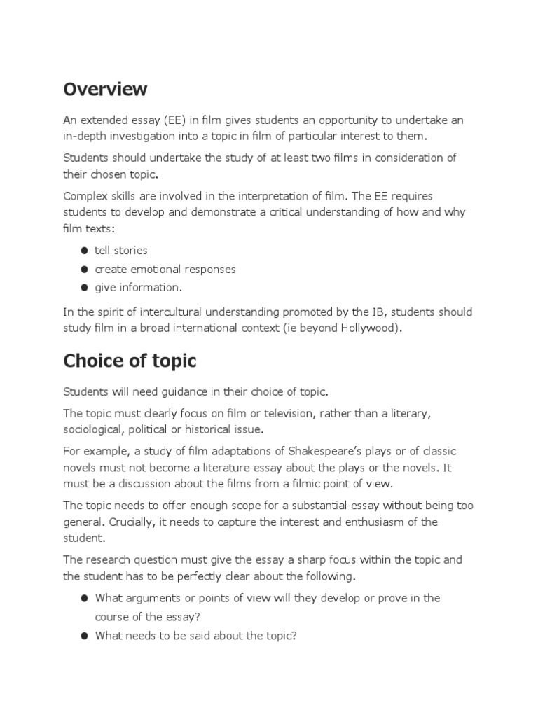 Film EE Overview | PDF | Essays | Primary Sources