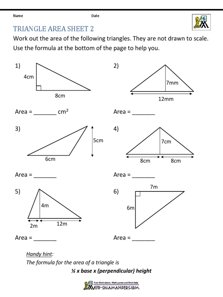 Triangle Area Sheet 2 | PDF