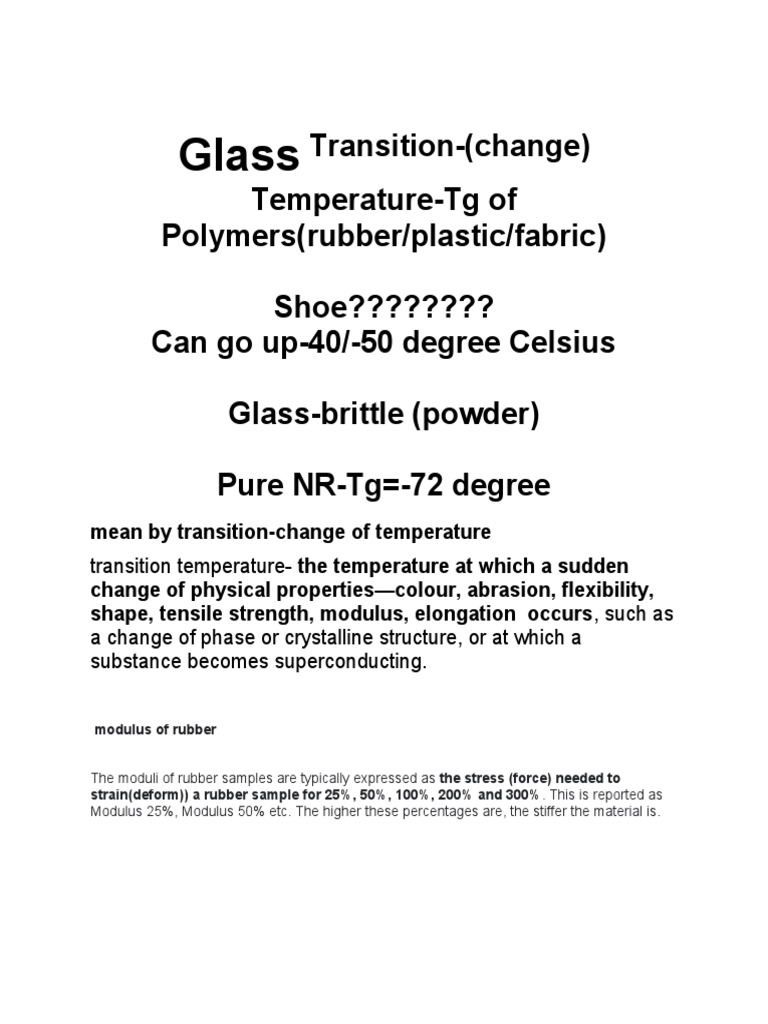 Glass Transition Temperature of Polymers | PDF | Strength Of Materials ...