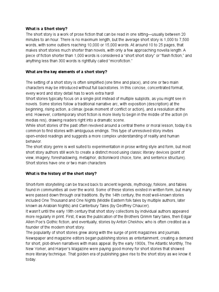 Short Story Types | Download Free PDF | Short Stories | One Thousand ...