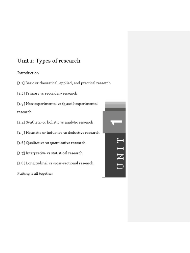 Unit 1. Types of Research | PDF | Experiment | Quantitative Research