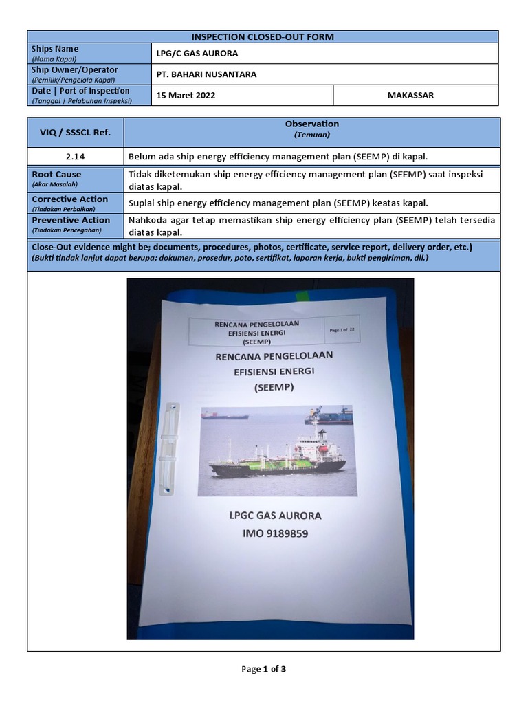 LPG/C Gas Aurora Inspection Report | PDF