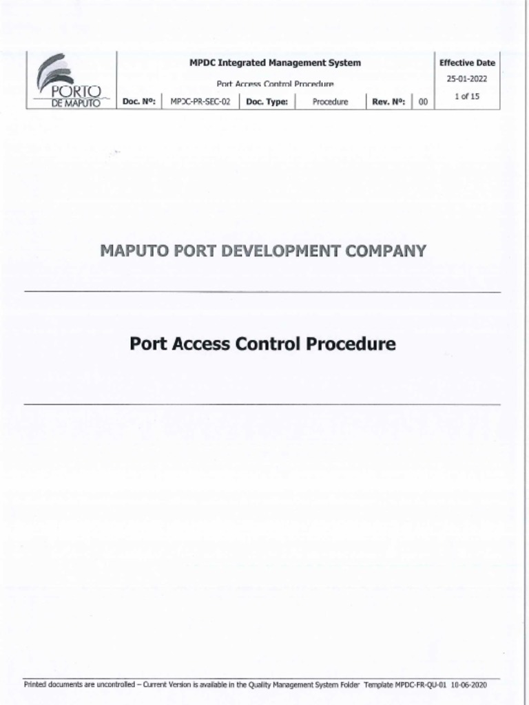 SOP For Port Access Control - 2022 | PDF