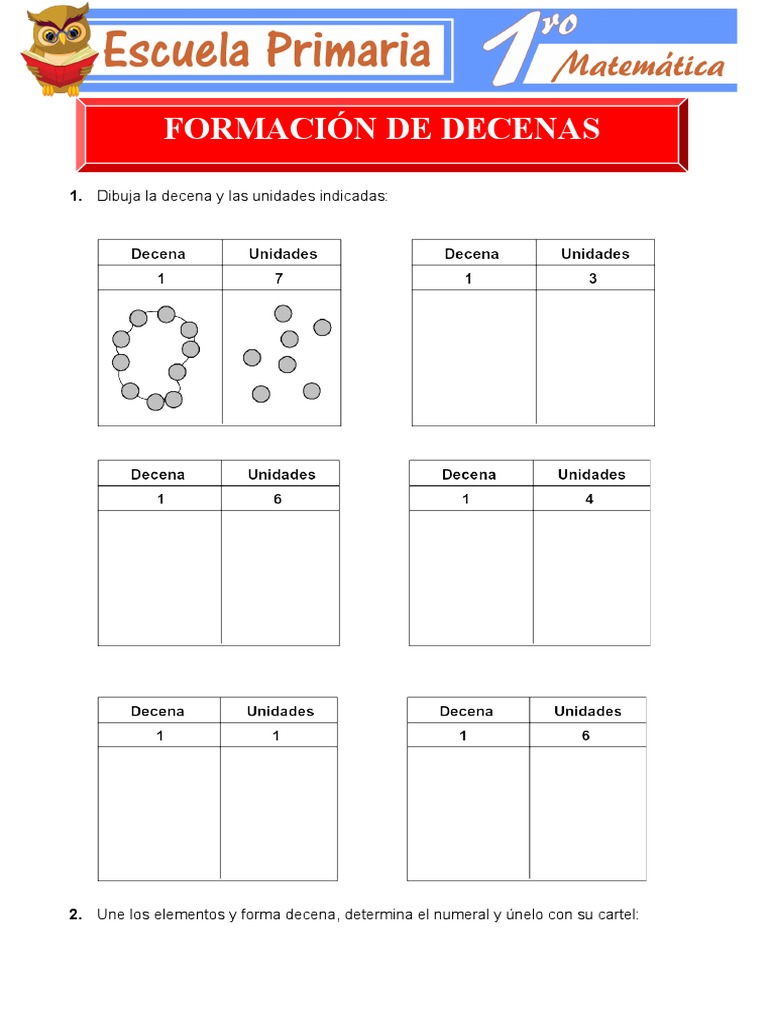 Formación de Decenas para Primero de Primaria | PDF