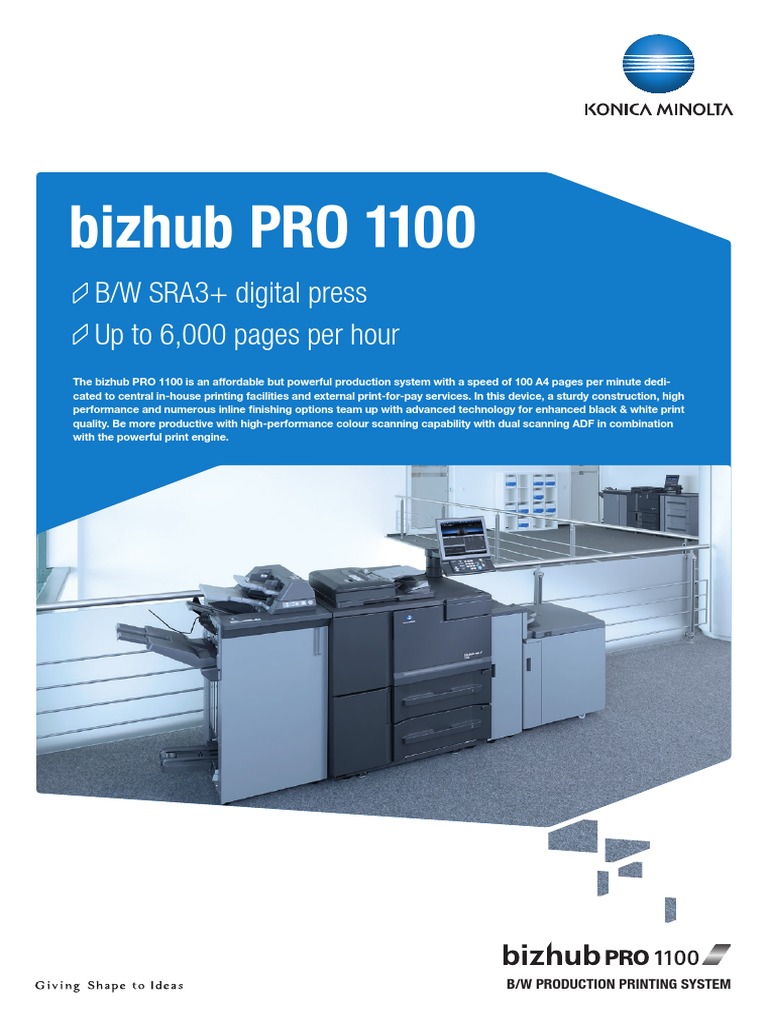 Bizhub PRO 1100: B/W SRA3+ Digital Press Up To 6,000 Pages Per Hour ...