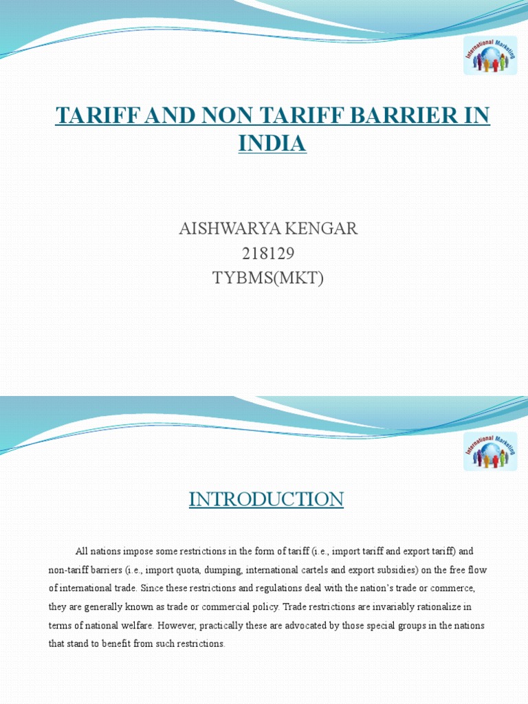 Tariff and Non Tariff Barrier in India | PDF | Non Tariff Barriers To ...