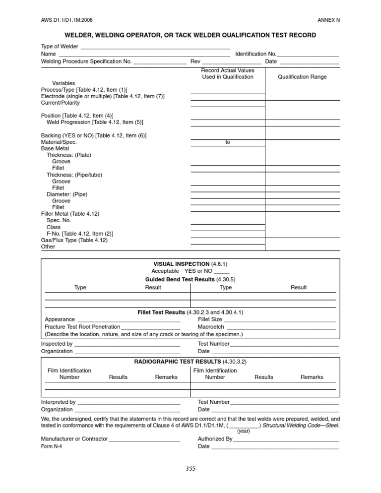 WPQ Form | Welding | Construction