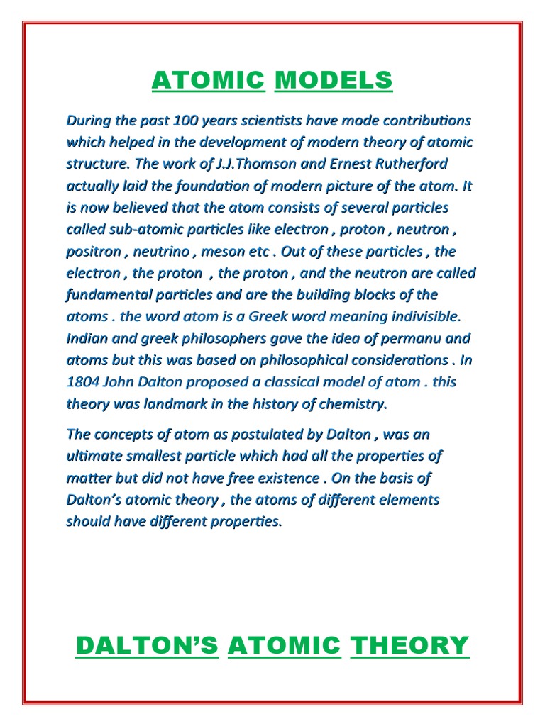 Atomic Models | PDF | Atoms | Electron