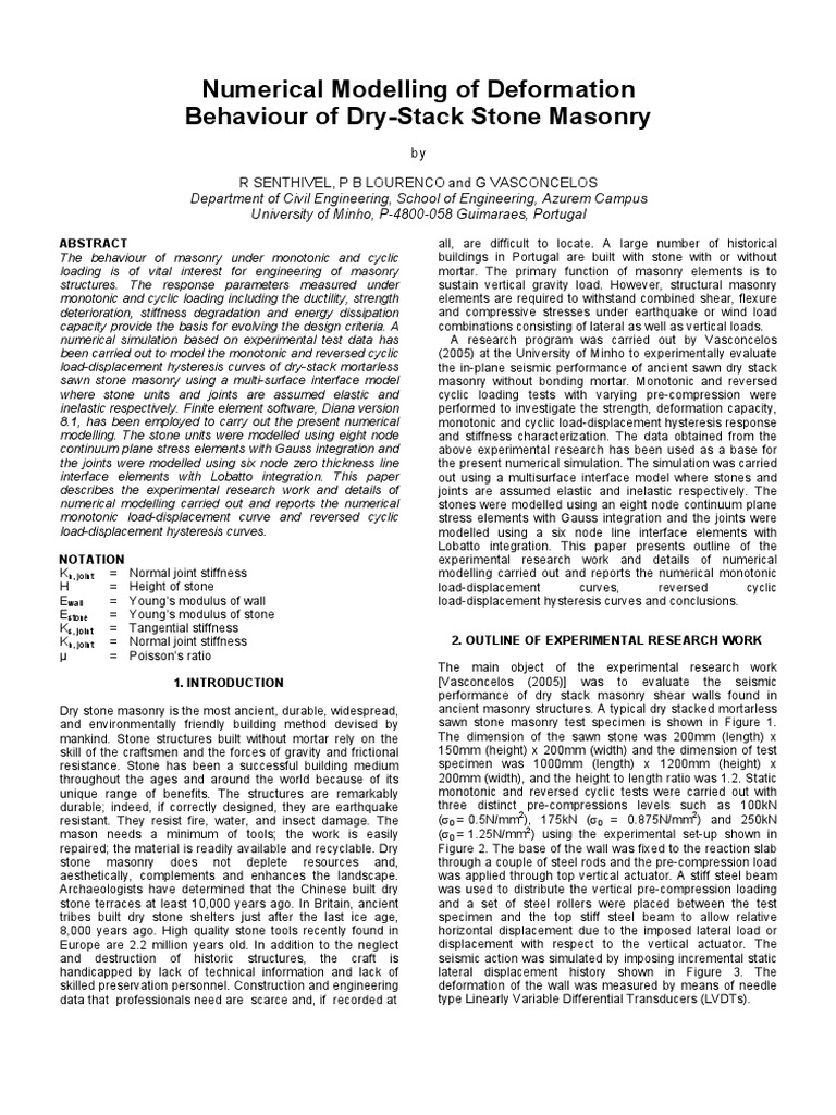 Numerical Modelling of Masonry by Senthivel, Lourenco and Vasconcelos | PDF | Strength Of ...