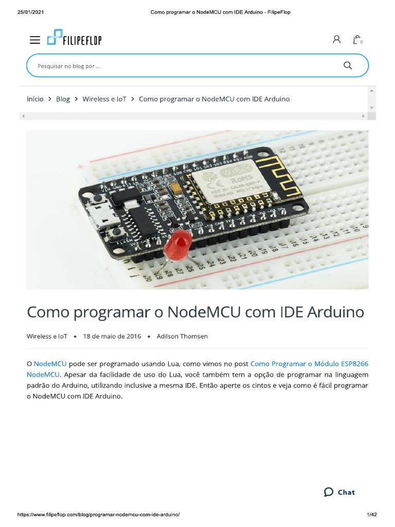 Como Programar O Nodemcu Com Ide Arduino Filipeflop Pdf Free Software Computing