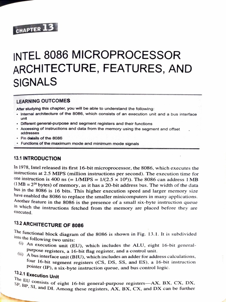 Intel 8086 Microprocessor Architecture, Features, And: Signals | PDF | Central Processing Unit ...