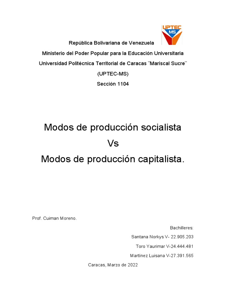 Modos de Produccion | Descargar gratis PDF | Capitalismo | Karl Marx