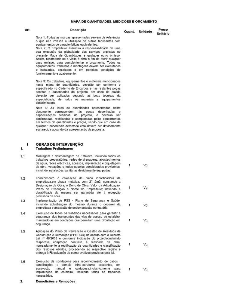 Mapa de Quantidades | PDF | Argamassa (alvenaria) | Isolamento térmico