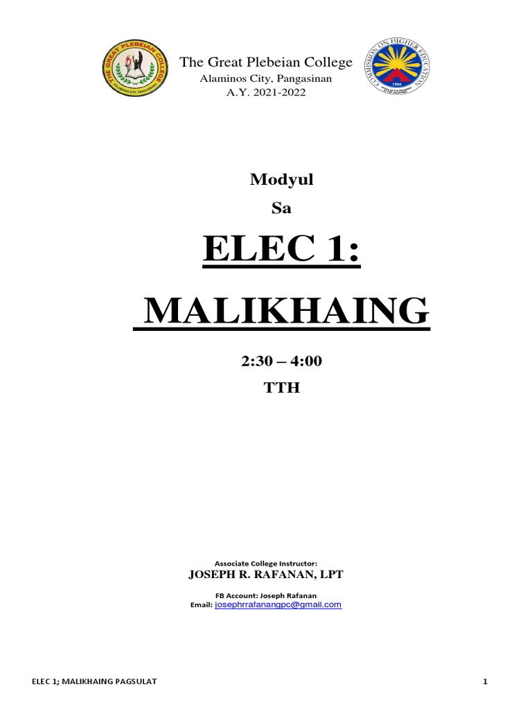 Prelim - Elec 1 Malikhaing Pagsulat | PDF