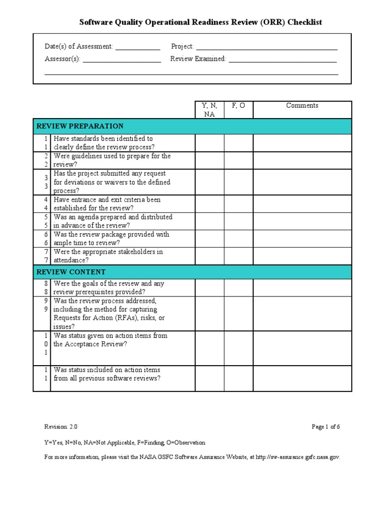 Operational Readiness Review | PDF | Software Quality | Software