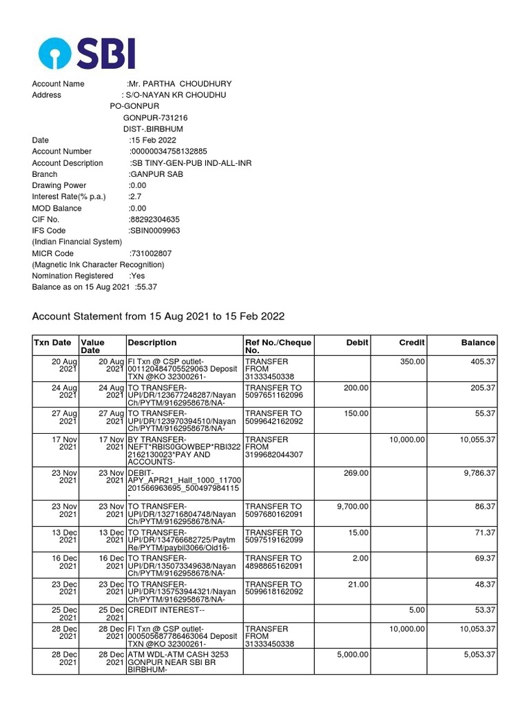Bank Statement | PDF | Personal Identification Number | Financial Services