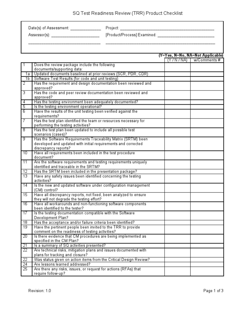 Test Readiness Review | PDF | Software Testing | Systems Science