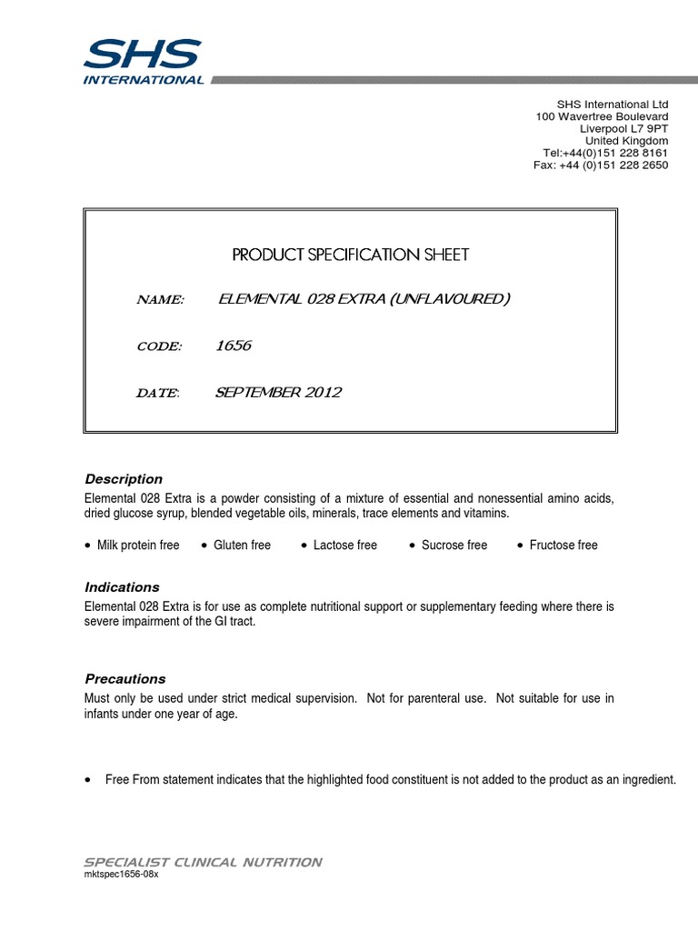 1656-08x Elemental 028 Extra Unflavoured (EU) | PDF | Magnesium ...