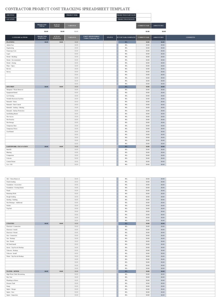 Contractor Project Cost Tracking Spreadsheet Template | PDF | Framing ...