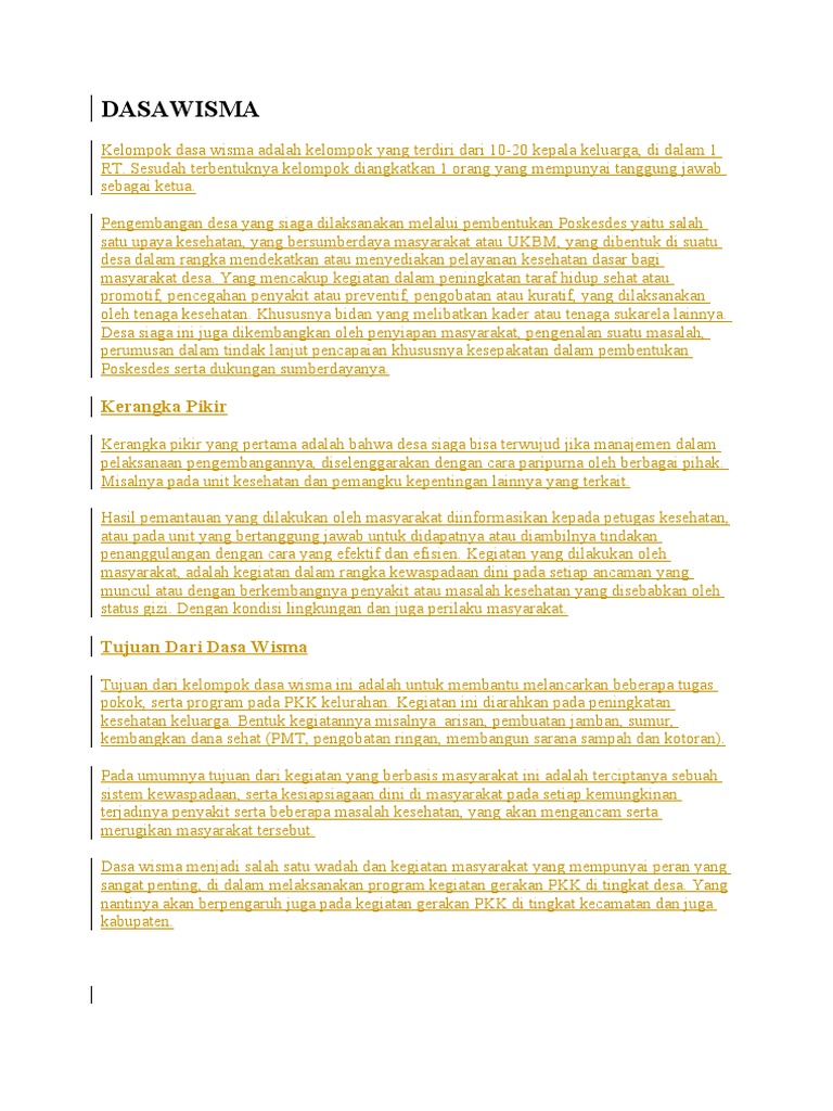 Pengertian Dasawisma | PDF