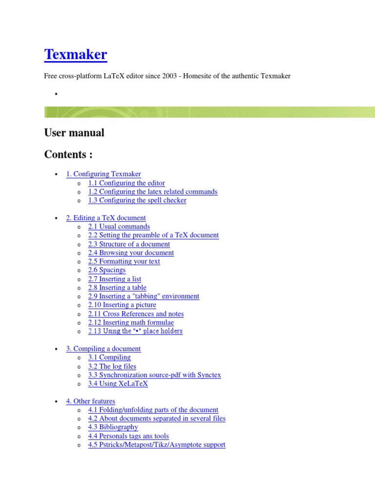 Texmaker Manual | PDF | Menu (Computing) | Te X