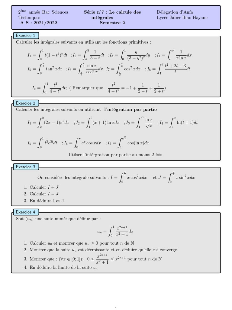 Serie Le Calcul Des Integrale | PDF | Analyse mathématique