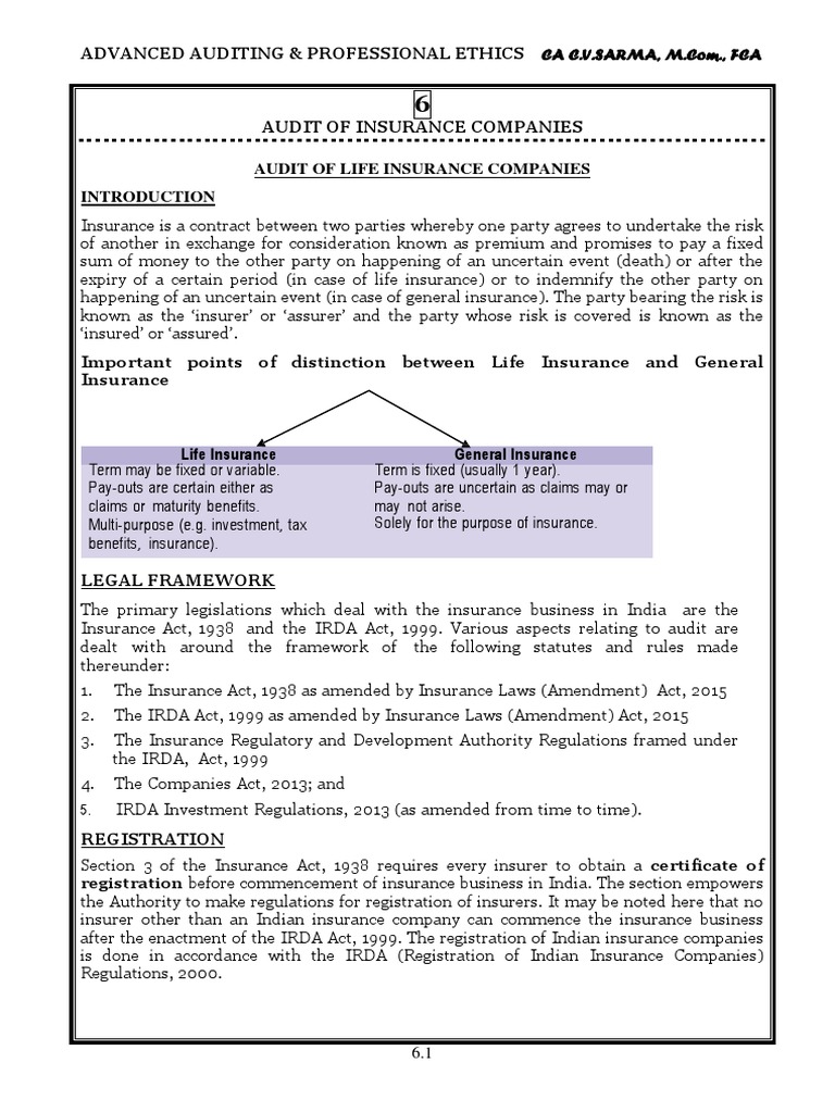06 - Audit of Insurance Companies | PDF | Reinsurance | Insurance