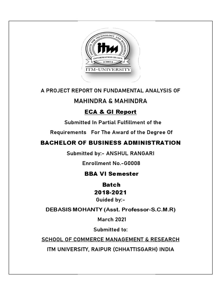 BBA Report: Mahindra Analysis | PDF | Economies | Business