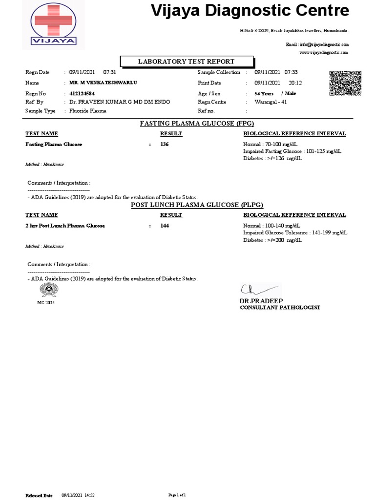 Laboratory Test Report: Test Name Result Biological Reference Interval ...