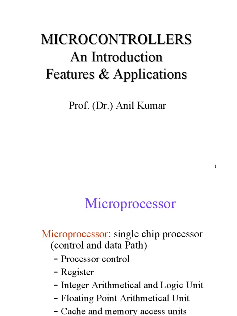 Microcontrollers An Introduction Features & Applications | PDF | Central Processing Unit ...