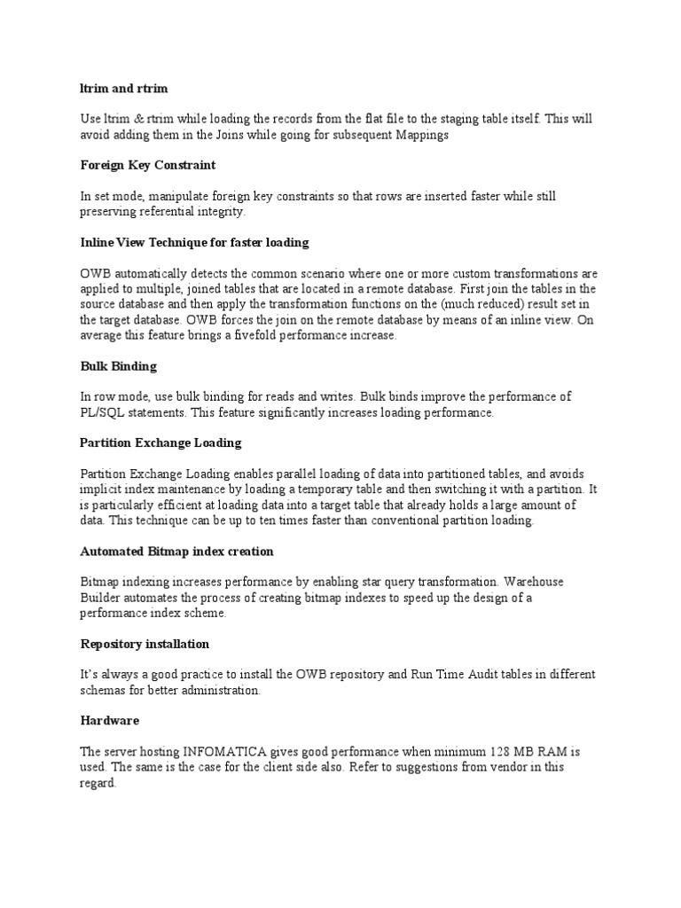Informatica Best Practices | PDF | Database Index | Databases