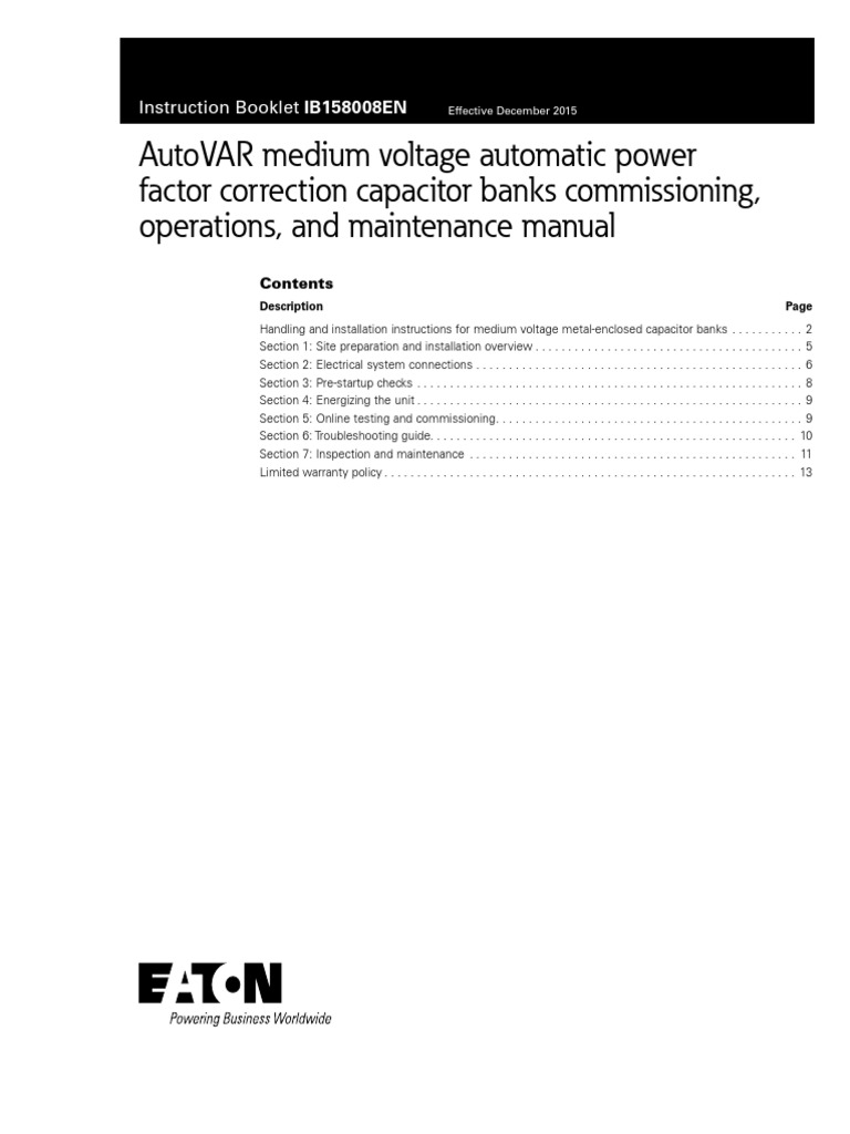 Eaton Autovar Medium Voltage Automatic Power Factor Correction ...