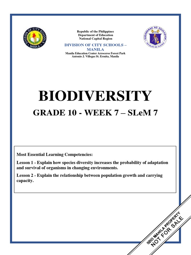 Biodiversity: Grade 10 - Week 7 - Slem 7 | PDF | Biodiversity | Coral Reef