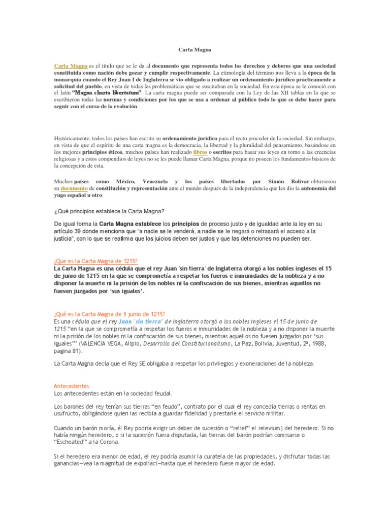 Carta Magna | PDF | Napoleón | Carta Magna