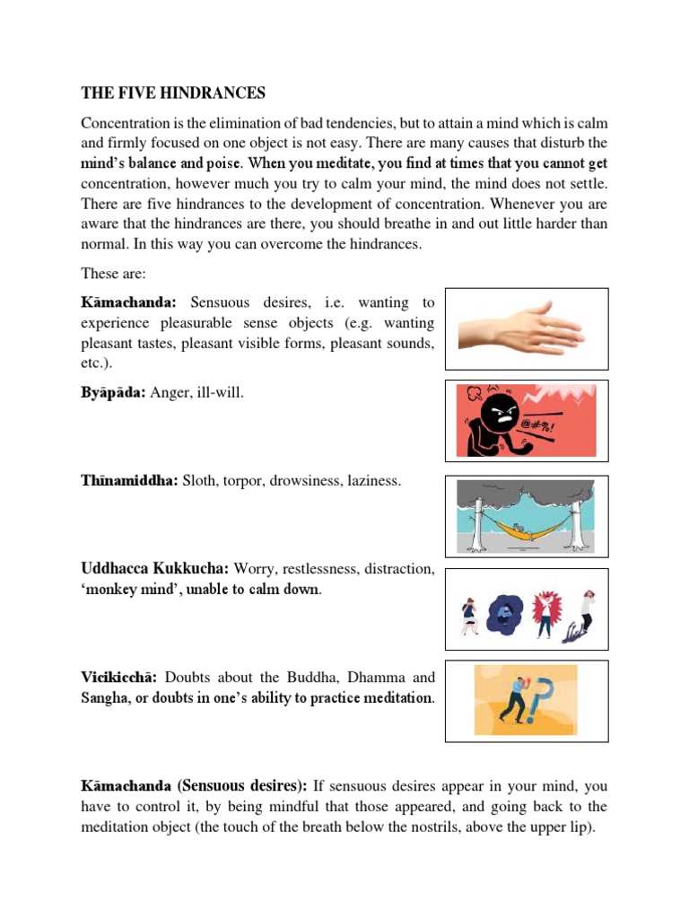 The Five Hindrances | PDF | Meditation | Gautama Buddha