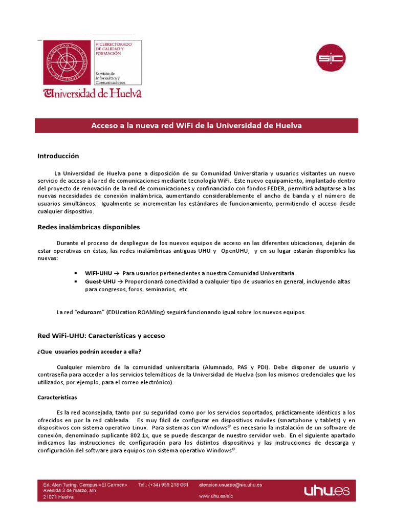 Nueva Red WiFi en la UHU | PDF | Red de computadoras | Wifi