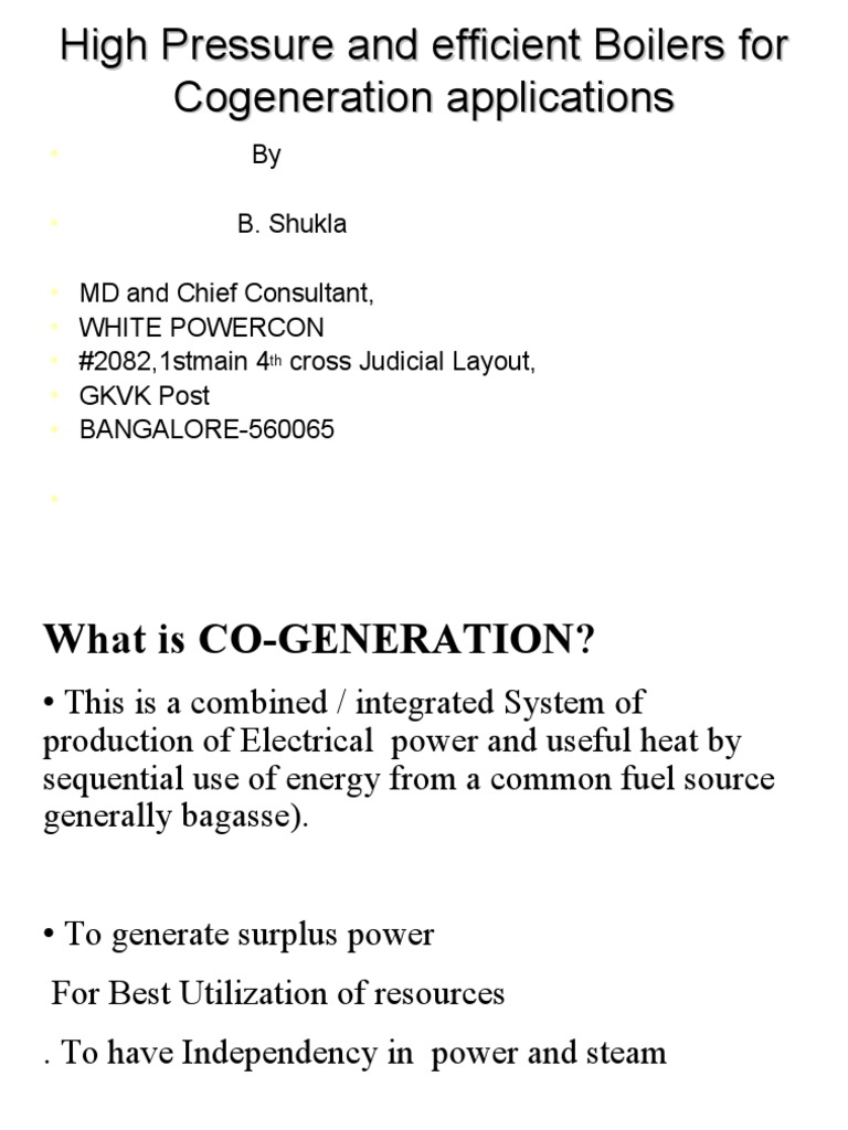 High Pressure and Efficient Boilers For Cogeneration Applications | PDF ...